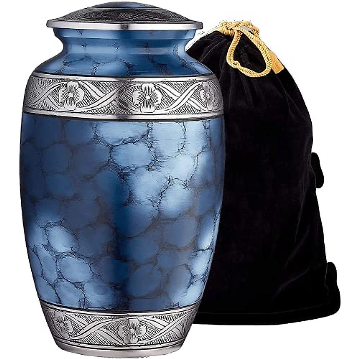 Fedmax Urns for Ashes Adult Male or Female - Funeral and Memorial Cremation Urns for Human Ashes up to 200 lbs with Velvet Bag, Blue