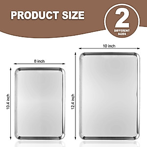 Zacfton Cookie Sheets for Baking Set of 2, Baking Sheets Stainless Steel Baking Pan, 12 Inch &10 Inch Baking Trays, Dishwasher Safe & Mirror Finish & Rust Free