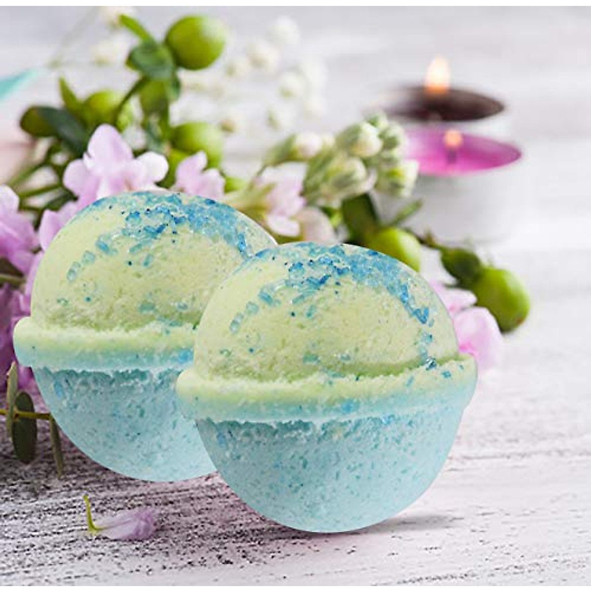 Candles and Cream It's A Beautiful Day Bath Bombs, Invigorating and Luxurious, All-Natural Spa Fizzies for Stress Relief and Aromatherapy-Set of 2