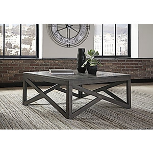 Signature Design by Ashley Haroflyn Rustic Square Coffee Table, Gray