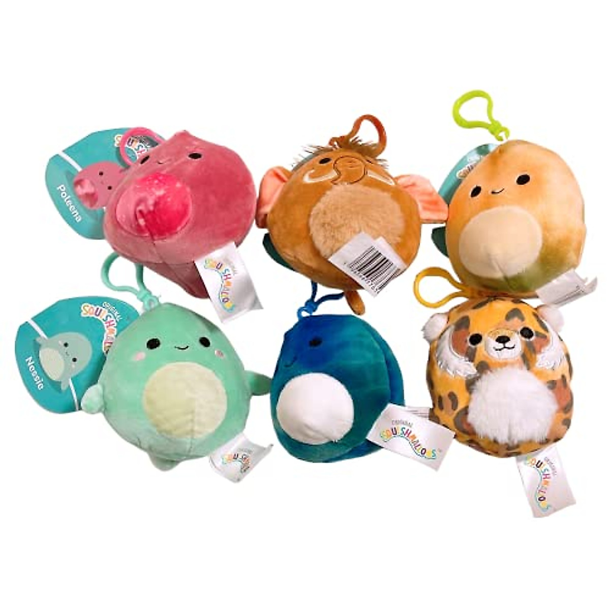 Squishmallows Kellytoy 3.5/'' Assorted Squad Clip On Keychain Mini Plush Doll (Set 6 Prehistoric Squad), 3.5 Inch (Pack of 6) (SQCP00096)