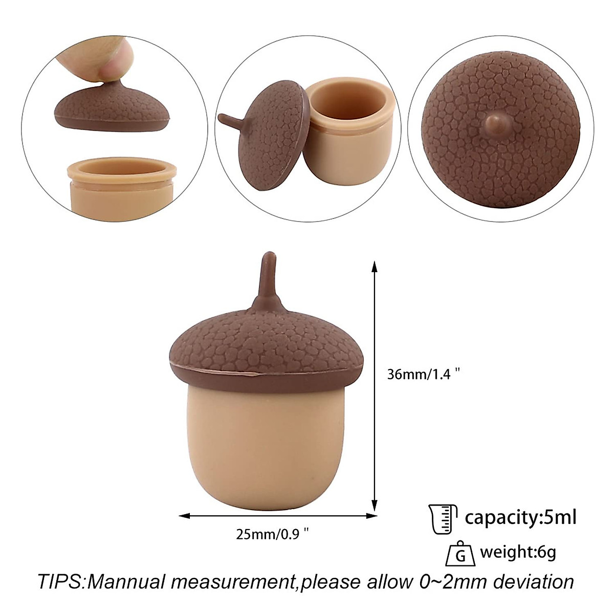 YHSWE 8pcs 5ml Pine Cone Non-stick Food Grade Silicone Wax Container Multi Use Silicone Jars for Wax, Essential Oil, Lip Balm, Shatter, Spices, brown