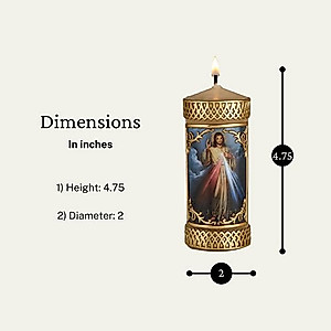 Hand Crafted Divine Mercy Catholic Prayer Candle, Unscented Decorative Candles for Devotional, Religious Gifts for Christian Families, 4.75 Inches