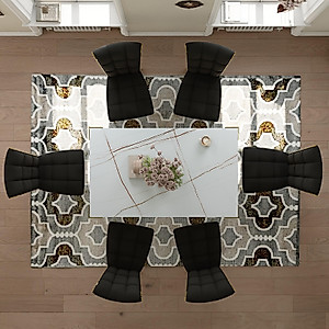 Asday Black Velvet Dining Chairs, Metal Back Ring Pull Trim and Golden Legs, Black and Gold Dining Chair for Dining Room, Apartment, Kitchen (Black, Set of 12)