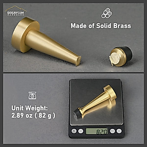 QOGRISUN's Heavy Duty Solid Brass Door Stops,3-1/4-inch Total Length of Decorative Door Stopper Wall Protector with Rubber Bumper Tip - Brushed Brass (4-Pack)