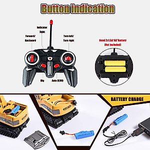 Vanzer RC Excavator Toy, Remote Control Hydraulic Toy Car for 6,7, 8, 9-14 Year Old Boys Girls, Construction Tractor Vehicle, Rechargable Engineering Digger Truck, Best Birthday Gifts for Kids