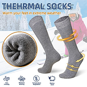 Eyean Women's Knee High Wool Socks Winter Thick Thermal Soft Comfy Over Knee Long High Socks 2 Pairs (Solid Color Black+Grey)