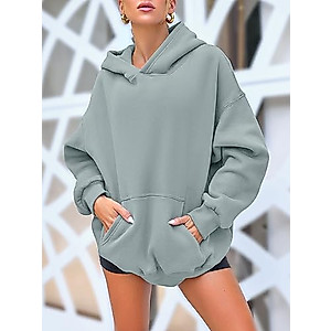 Trendy Queen Hoodies for Women Oversized Sweatshirts Cute Fleece Long Sleeve Sweaters Loose Casual Pullover Fall Outfits Winter Y2k Fashion Teen Girls 2023 Light Green