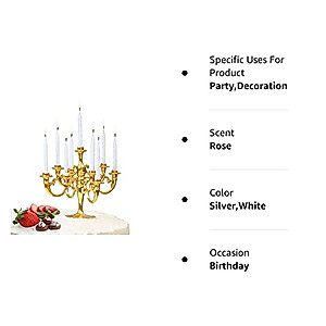 Luxury Candelabra Birthday Candles, Special Cake Candles, Party and Event Unique Candle, Cake Topper with 9 Candles, Cake Candle Holders, Cake Decorations, Romantic Propose Candles (Metallic Gold)