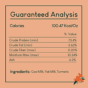 YAK-9 Yak9 Cheese Dog Chews, High Protein Dog Treats, Natural Ingredients, Rawhide Free, Long Lasting Dog Chews with Vitamins & Minerals, Dog Treats for Medium Breeds Under 75 Lbs, Turmeric, 1 PC