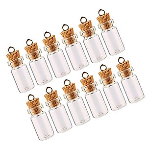 EXCEART 50pcs Mini Wish Bottle 1.5ml Wood Cork Wishing Jars Glass Bottle Charms for Jewelry Making Decorative Tiny Bottle Vials for DIY Crafts