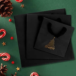 Yesland 30 Pack Black Kraft Paper Bags - 3 Sizes Square Gift Bags Shopping Bags with Ribbon Handles - Reusable Large Retail Business Packaging Bags for Goodie Party Wedding Present(10'', 8'', 6'')