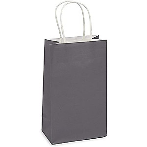 Sparkle and Bash Grey Gift Bags with Handles, Small Size (5 x 9 x 3 in, 25 Pack)