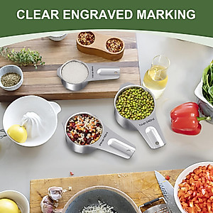 Measuring Cups and Spoons Set, 7 Stainless Steel Nesting Measuring Cups & 7 Spoons, 5 Mini Measuring Spoons & 2 Detachable Rings, Kitchen Gadgets for Cooking & Baking, Set of 21