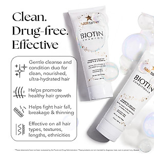 HAIRtamin Biotin Shampoo - Helps to Support Stronger, Longer, Thicker-Looking Hair with Sulfate-Free, Hydrating, Vitamin Rich Formula Shampoo, Made With Vitamin B5, Cucumber Extract, Aloe Vera