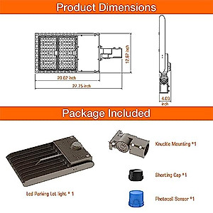 Adiding 150W LED Parking Lot Lights 19500LM LED Dusk to Dawn Outdoor Lighting-600W HID/HPS Equiv Shoebox Area Street Light UL DLC Certified IP66 Pole Bright Area Light with Photocell Sensor