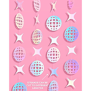 xo, Fetti Iridescent Disco + Sparkle Hanging Garland - 4 pcs, 12' | Last Disco Bachelorette, Groovy Birthday Party Decorations, Cute Retro Photo Backdrop, HBD, Photo Booth, Space Cowboy