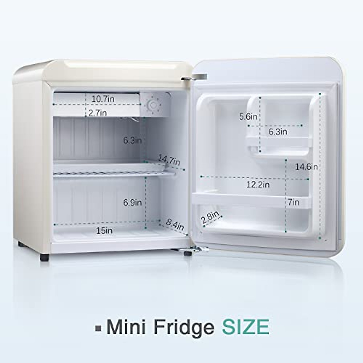 R.W.FLAME 1.7 Cu. Ft Mini Fridge with Freezer, Low Noise, 48L compact refrigerator, Mini Fridge for Bedroom, Office, Dorm, RV, (White)