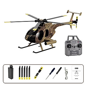 Newcomer MD500 C189 RC Helicopter, Aircraft Model 1/28 2.4G 4CH Single-Rotor Helicopter Model, Remote Helicopter Toys for Boys and Girls (RTF Version/Camo)