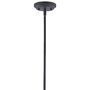 Design House 587451 Schoolhouse Modern Industrial Farmhouse Indoor Dimmable Pendant Light with Clear Seedy Glass for Kitchen Dining Bar Area, Matte Black