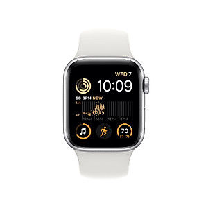 Apple Watch SE (2nd Gen) (GPS, 40mm) - Silver Aluminum Case with White Sport Band, M/L (Renewed)