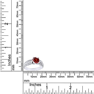AFFY Round Shape Simulated Garnet In 14K White Gold Over 925 Sterling Silver Ring Size 13.5
