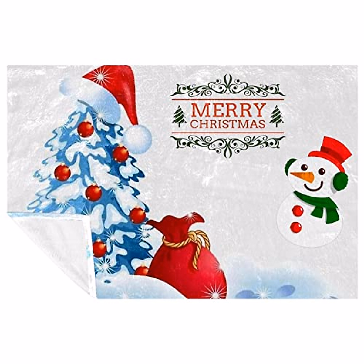 Merry Christmas Prints Soft Warm Cozy Blanket Throw for Bed Couch Sofa Picnic Camping Beach, 150×100cm
