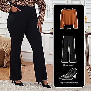 Wrinkle-Free Stretch Dress Pants Plus Size for Women Pull-on Pant Ease into Comfort Office Pant 2XL