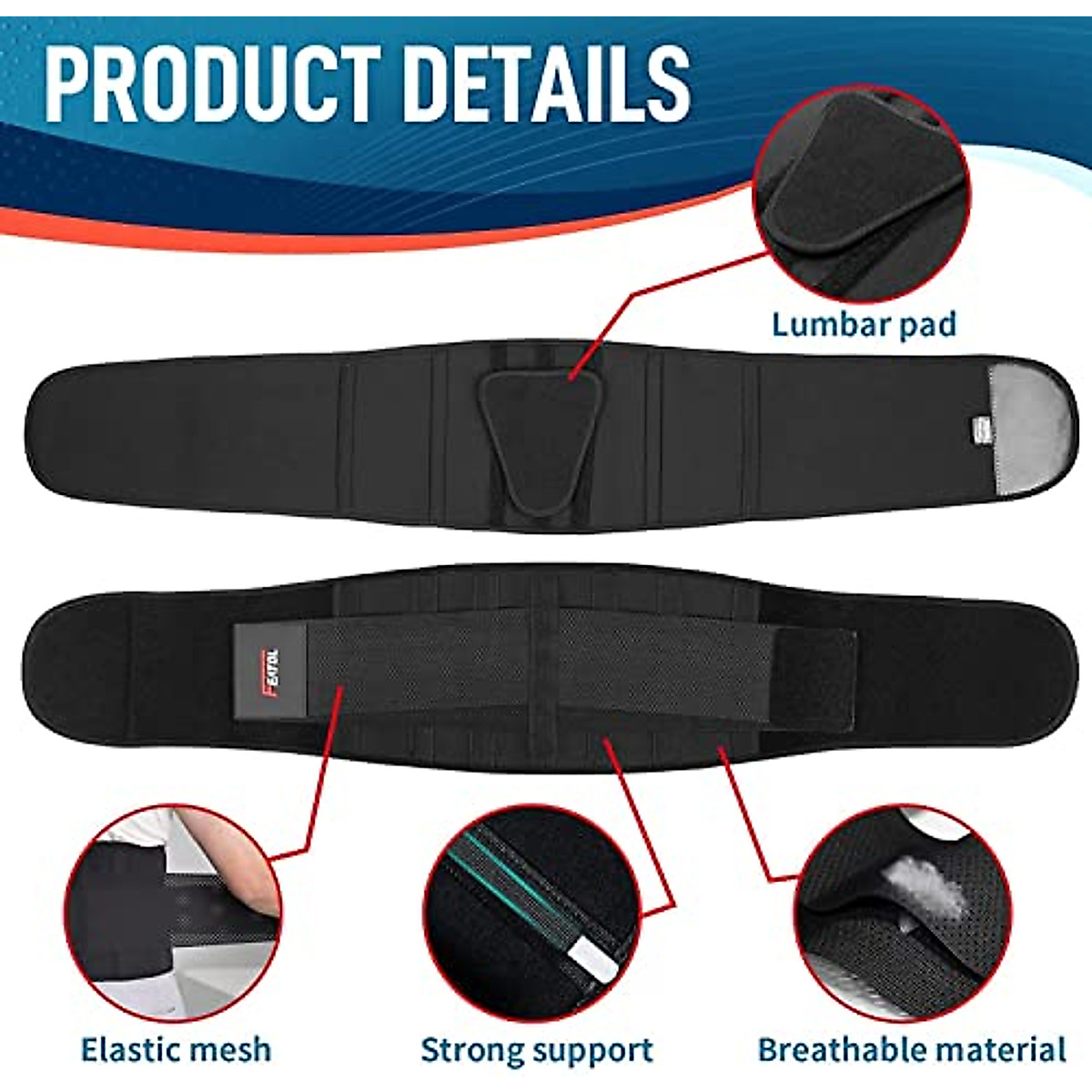 Back Brace for Lower Back Pain by FEATOL, Breathable Back Support Belt for Women & Men with Lumbar Pad, Lumbar Support Belt for Heavy Lifting & Work, Sciatica, Scoliosis 3XL (Waist Size:54''-63'')