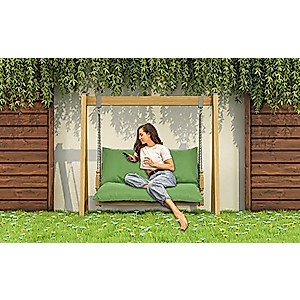 BASANOB Porch Swing Cushions Cover, Three Seat Swing Replacement Cushion Cover, Anti-Fading and Anti-Slip Starp Rope Design Bench Cushion Cover for Outdoor Furniture (Khaki, 60" W x 40" D x 4" Thick)