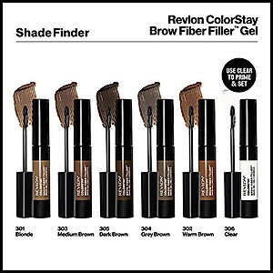 Revlon ColorStay Brow Fiber Filler, Longwearing & Volumizing Waterproof Eyebrow Gel, 303 Medium Brown, 0.23 fl. oz.
