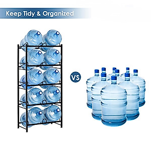 smusei 5 Gallon Water Bottle Holder Water Jug Holder 5 Tier Water Jug Rack for 10 Bottles Heavy Duty 5 Gallon Water Jug Stand Organizer Shelf for Home Kitchen Office, Space Save, Black