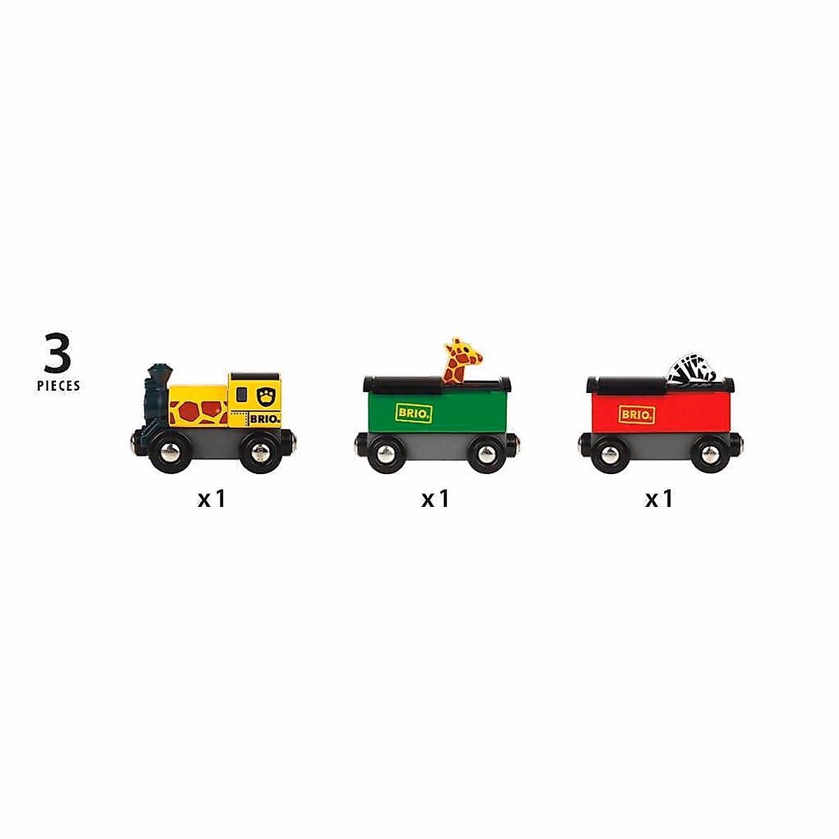 BRIO World - 33722 Safari Train | Interactive Toy Train Set for Kids Age 3 and Up | Environmentally Conscious | Engine and Animal Wagons Included