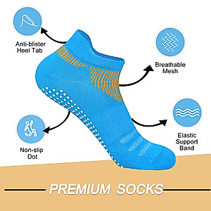 FUNDENCY Non Slip Yoga Socks for Women 6 Pairs, Anti-Skid Socks for Pilates Bikram Fitness Socks with Grips