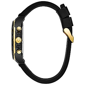 Bulova Men's Marine Star Series A Black and Rose Gold Ion-Plated Stainless Steel 6-Hand Chronograph Quartz Watch, Black Silicone Strap Style: 98B278