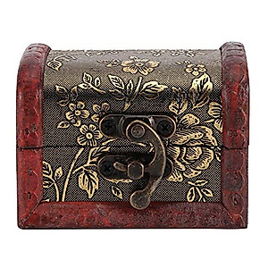 Hztyyier Vintage Wood Treasure Chest Decorative Jewelry Keepsake Boxes Trinket Gifts Box for Girls Ladies Women Home Decorations