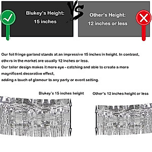 Blukey 10 Feet Long Roll Foil Fringe Garland - Pack of 3 | Shiny Metallic Tassle Banner | Ideal for Parade Floats, Bridal Shower, Wedding, Birthday | Wall Hanging Fringe Garland Banner (Silver)