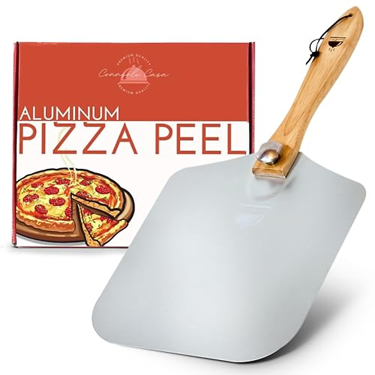 Connsole Casa Premium Pizza Peel - 12×14 inches - Professional Pizza Paddle for Oven and Grill - Aluminum Pizza Spatula Foldable Handle - Pizza Slider Shovel for Home and Restaurant