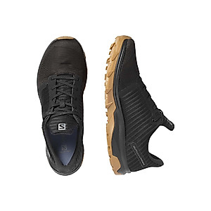 Salomon Outbound Prism Gore-TEX Hiking Boots for Men, Black/Black/Gum1a, 10.5