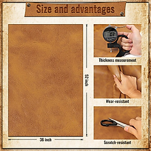 LOTOFUN Upholstery Faux Leather Sheets: 52"x36" Caramel PU Artificial Leatherette Vegan Synthetic Pleather Fabric by The Yard for DIY Crafts