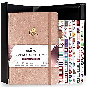 Clever Fox Planner Daily Premium – Undated Daily Planner with Hourly Schedule, Personal Organizer, Productivity Journal, 6 Months (Rose Gold)