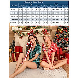 Pjmlifecoco Women's Silk Satin Christmas Pajamas Set Short Sleeve Loungewear Two Piece Sleepwear Button Down Pj Set