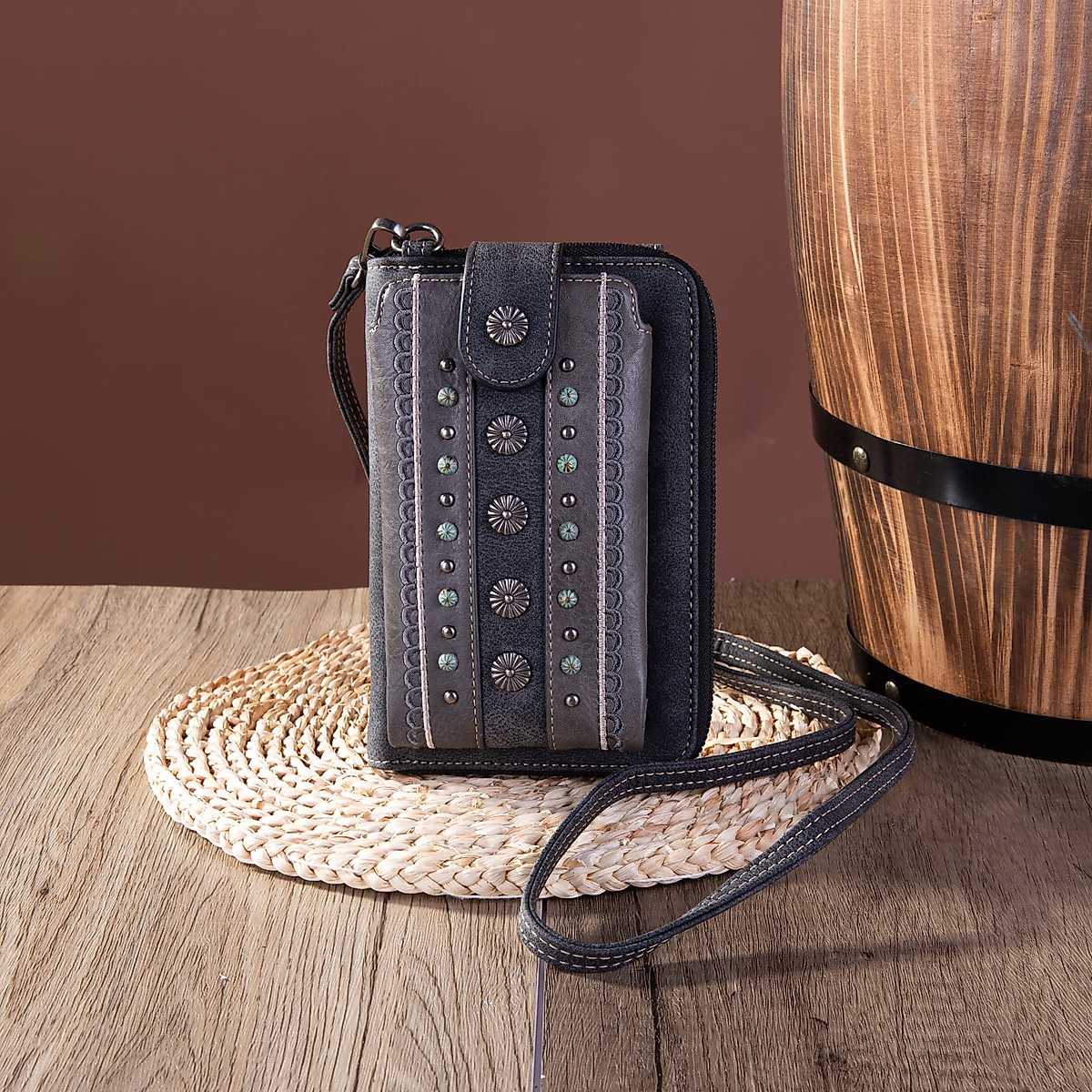 Montana West Crossbody Cell Phone Purse For Women Western Style Cellphone Wallet Bag Travel Size With Coin Pocket PHD-2012BK