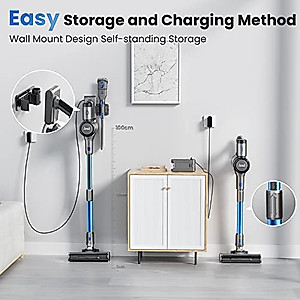 INSE Cordless Vacuum Cleaner, 400W Stick Vacuum with 30Kpa Powerful Suction, 55min Runtime, Smart Induction Auto-Adjustment, Rechargeable Vacuum Cleaners for Home Carpet Floor Pet Hair, LED Display-S9