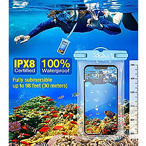 MoKo Universal Waterproof Phone Pouch 6Pack, IPX8 Phone Case Dry Bag Compatible with iPhone 14 13 12 11 Pro Max, XS Max/XR/SE 3, Galaxy S21 Ultra, Note 10 Plus/20 Ultra