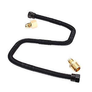 1/2" OD x 3/8" ID 24" Non-Whistle Flexible Flex Gas Line Connector Kit for NG or LP Fire Pit and Fireplace Hose - 1/2" Male Flare x 1/2" Male NPT Fitting End