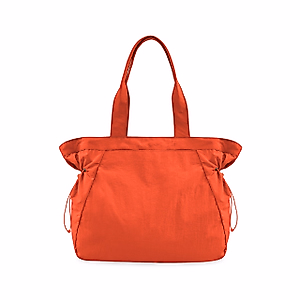 ODODOS 18L Side-Cinch Shopper Bags Lightweight Shoulder Bag Tote Handbag for Shopping Workout Beach Travel, Spicy Orange