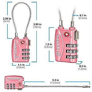 TSA Approved Luggage Locks, Easy Re-settable Combination Backpack Lock, Travel Lock for Suitcase, 1,2 & 4 Pack (Pink 2 Pack)