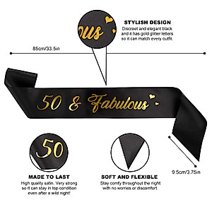 50th Birthday Sash & Rhinestone Tiara Kit, Happy 50th Birthday Party Supplies for Women, 50 & Fabulous Birthday Gifts,Birthday Crown for Women 50th Birthday Party Decorations
