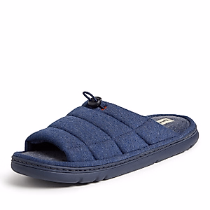 Dearfoams mens Adrian Quilted Memory Foam Sweatshirt Slide Slipper, Navy, Large US